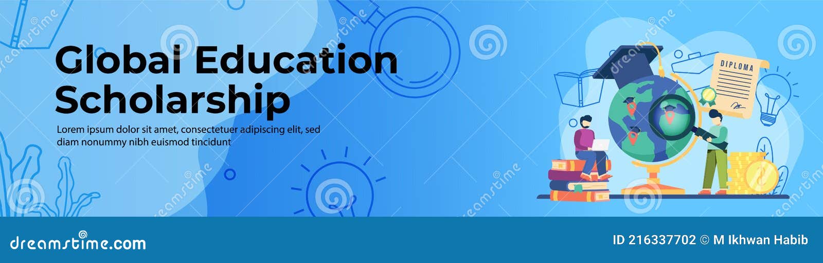 Global Education Scholarship Web Banner Design. Student Loan ...