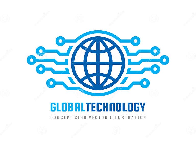 Global Electronic Technology Logo Design. Computer Network Sign. Vector ...