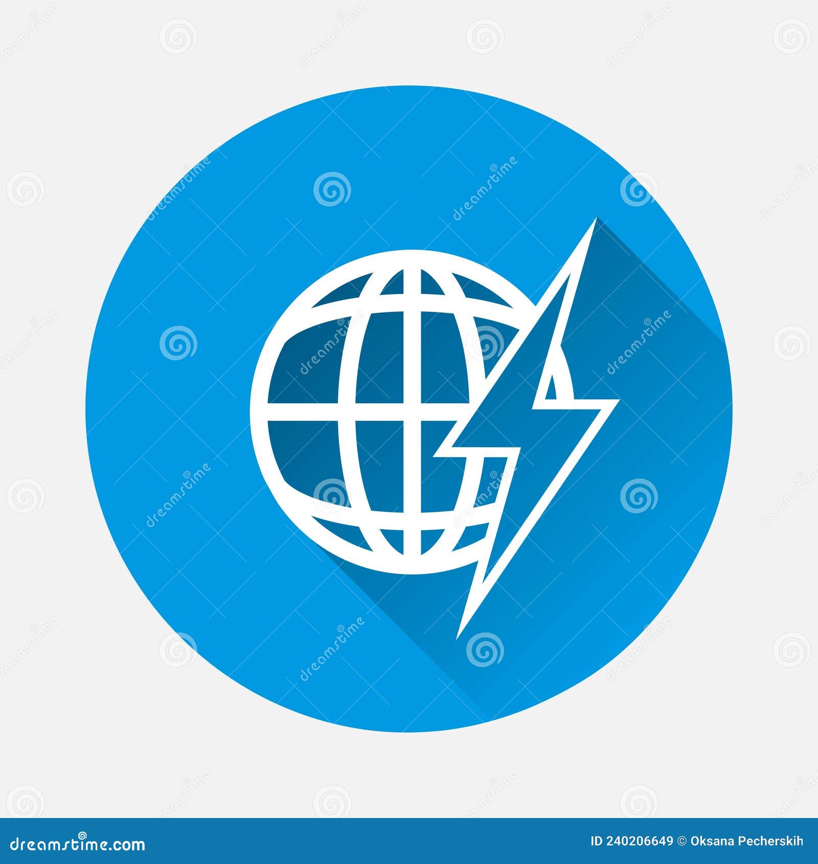 Global Energy Crisis Vector Icon. Earth and Lightning on Blue ...