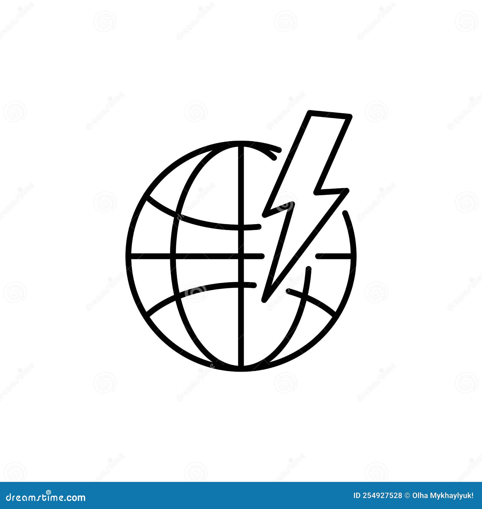 Global Energy Crisis Vector Icon. Earth and Lightning Icon on White ...
