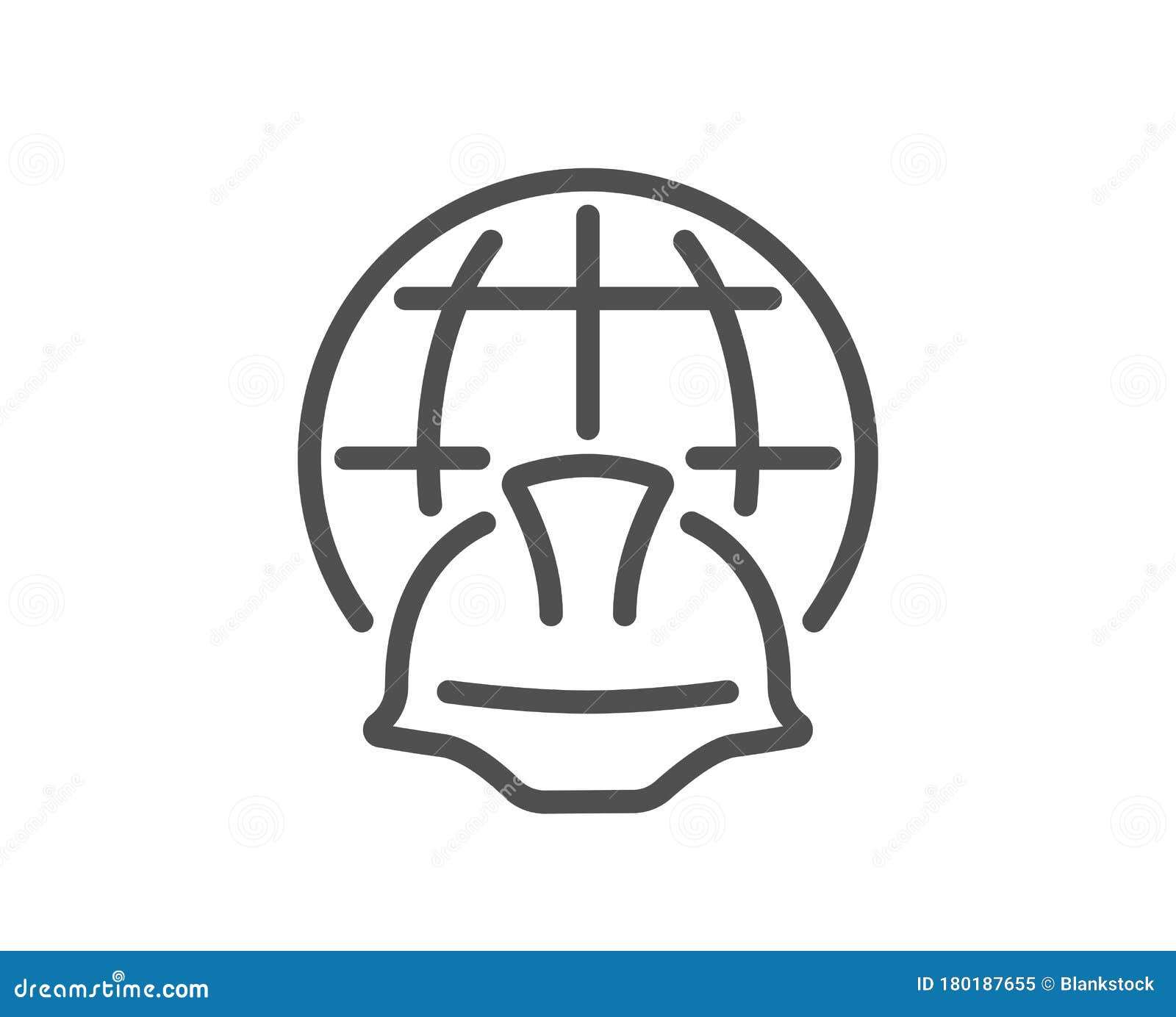 Global Engineering Line Icon. Engineer or Architect Helmet Sign. Vector ...