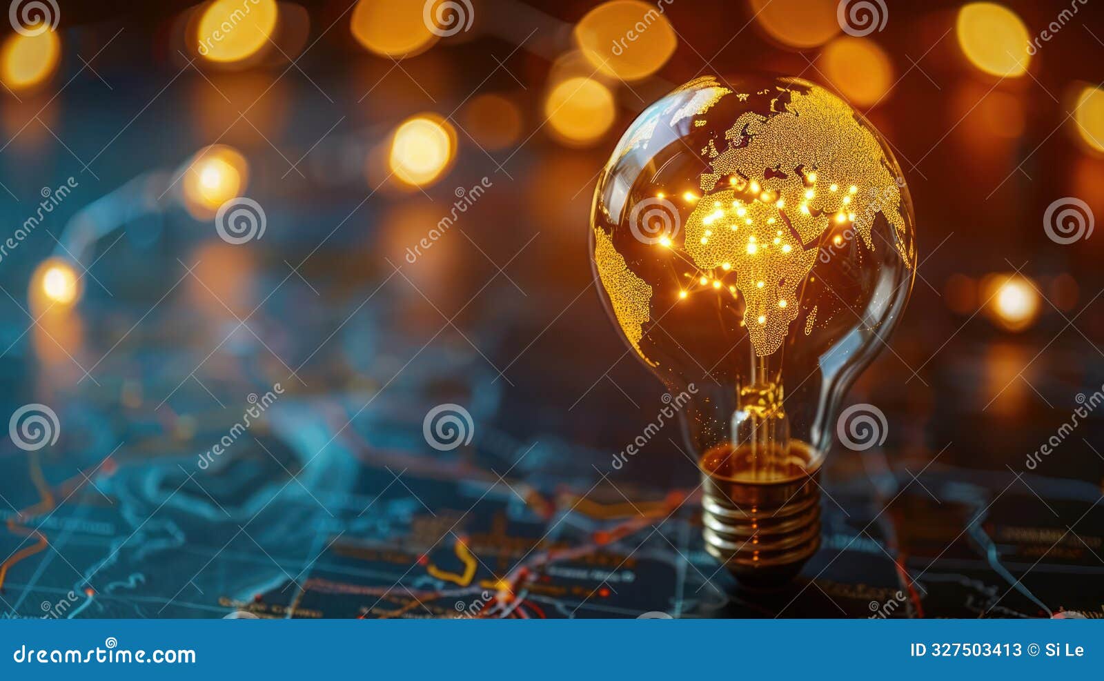 Global Enlightenment: Glowing Light Bulb with World Map Stock ...