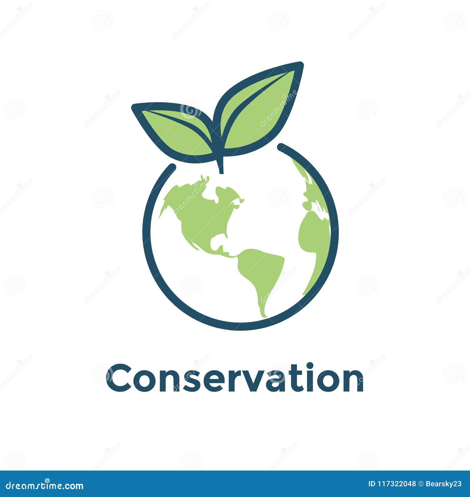 Global Environmental Conservation Icon W Earth and Leaf Icon Stock ...