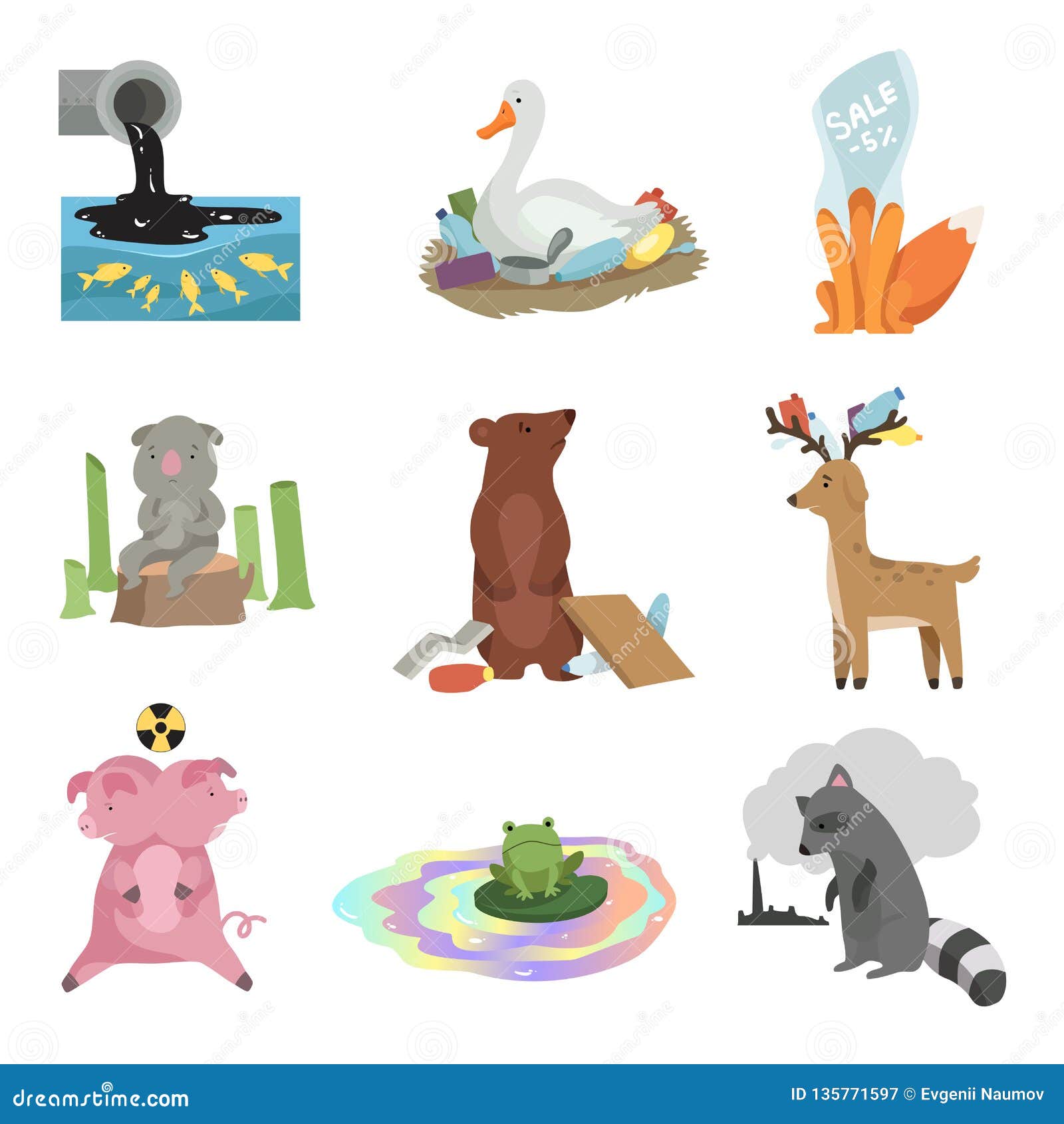 Global Environmental Problems Set, Pollution Of Water, Earth ...