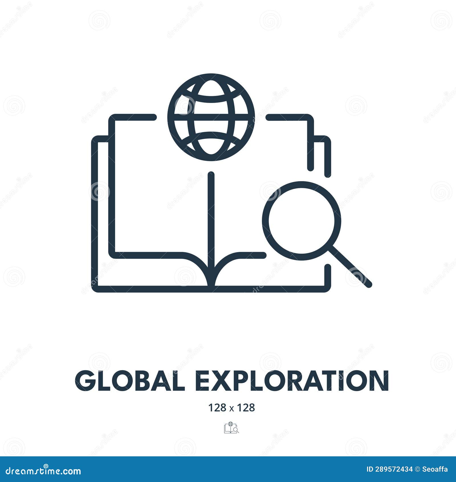 Global Exploration Icon. Explore, Globe, World. Editable Stroke. Vector ...
