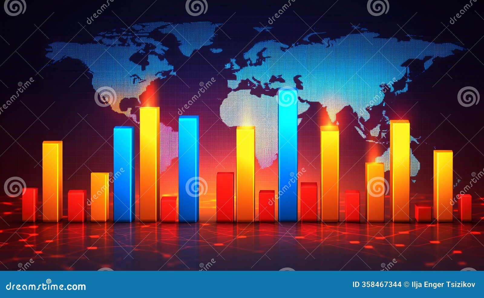 Global Finance Chart Stylized Vector Illustration of Candlestick ...