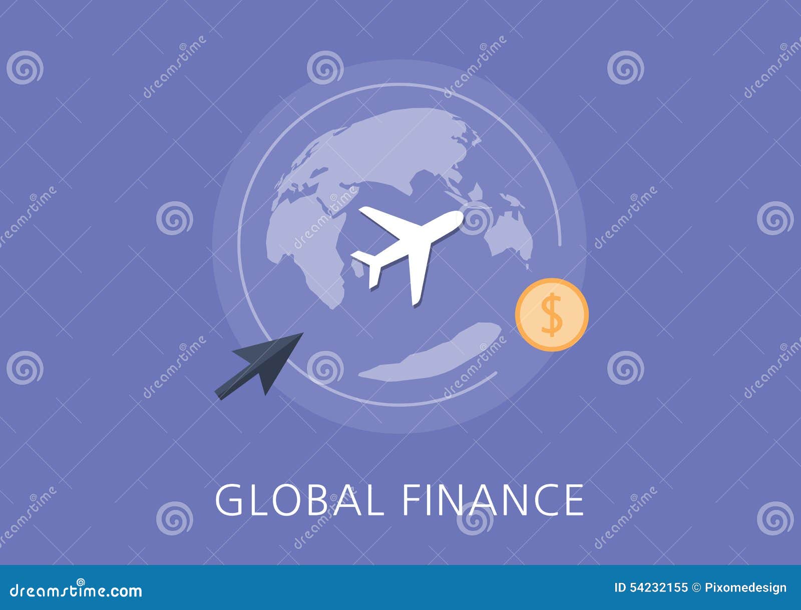Global Finance Concept Flat Icon Stock Vector - Illustration of graph ...