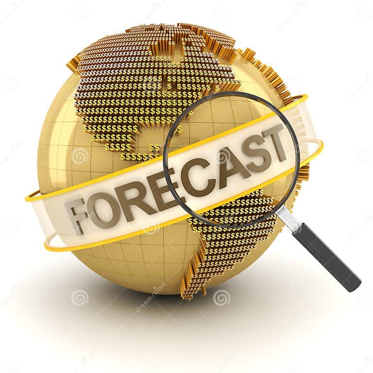 Global Financial Forecast Symbol with Globe, 3d Stock Illustration ...