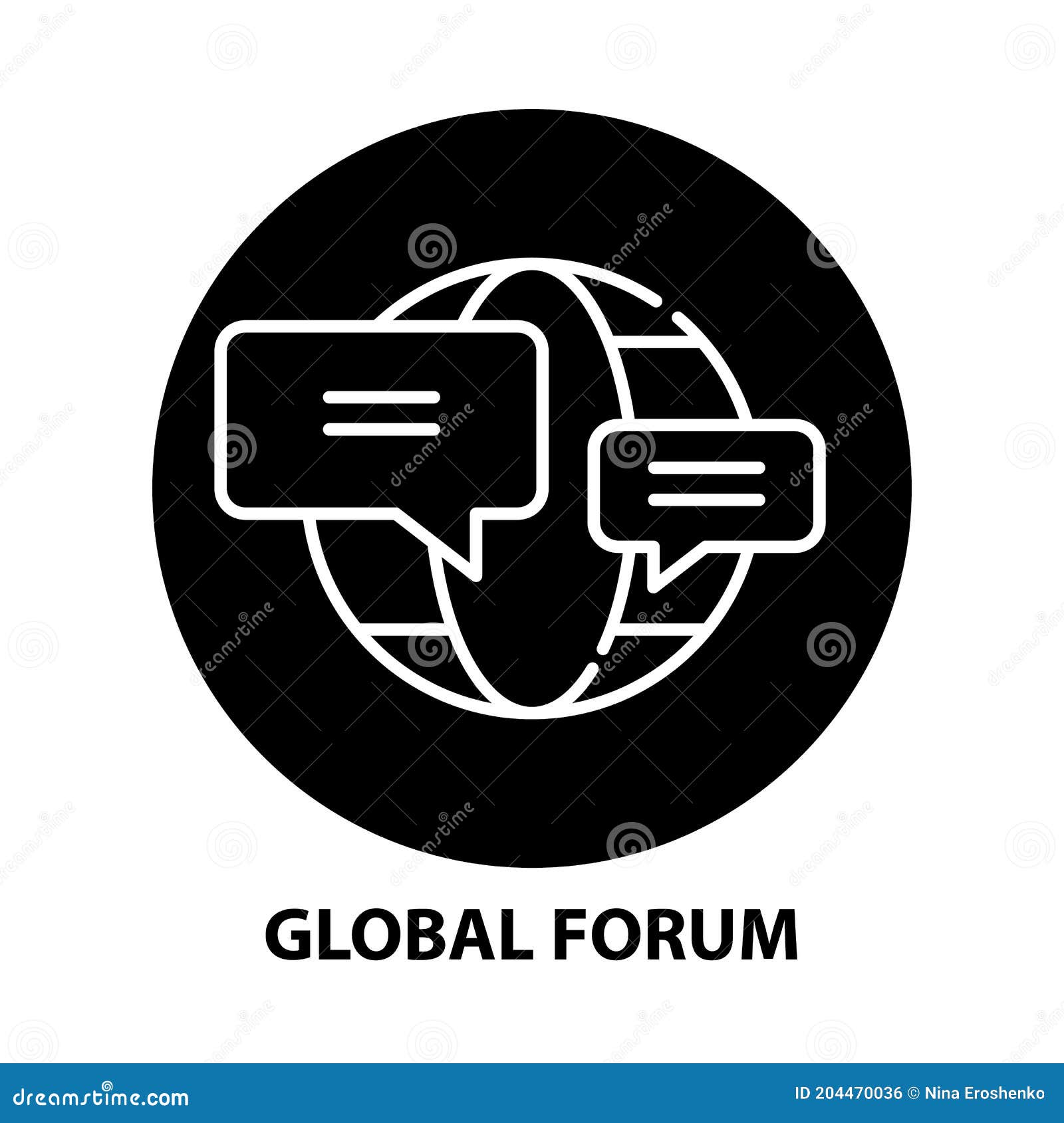 Global Forum Icon, Black Vector Sign with Editable Strokes, Concept ...
