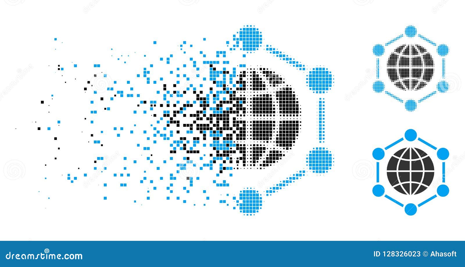 Decomposed Dot Halftone Global Frame Icon Stock Vector - Illustration ...