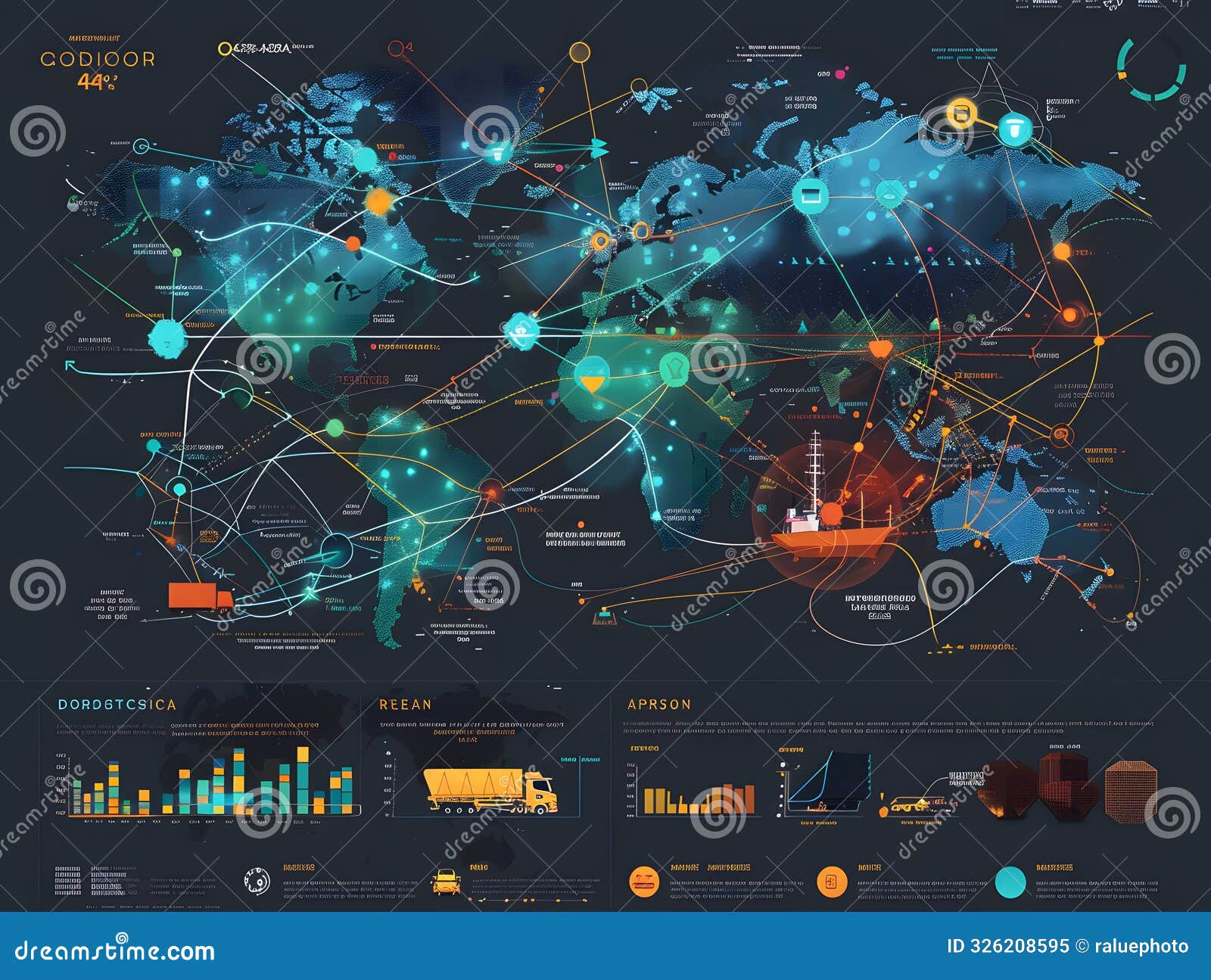 The Global Freight Network a Connected World of Cargo Stock ...
