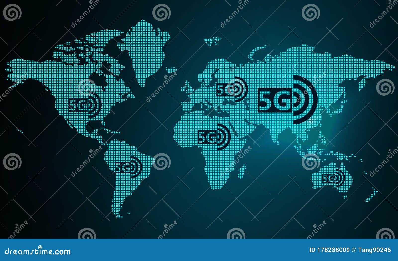 Global 5G High Speed Internet World Map Stock Illustration ...