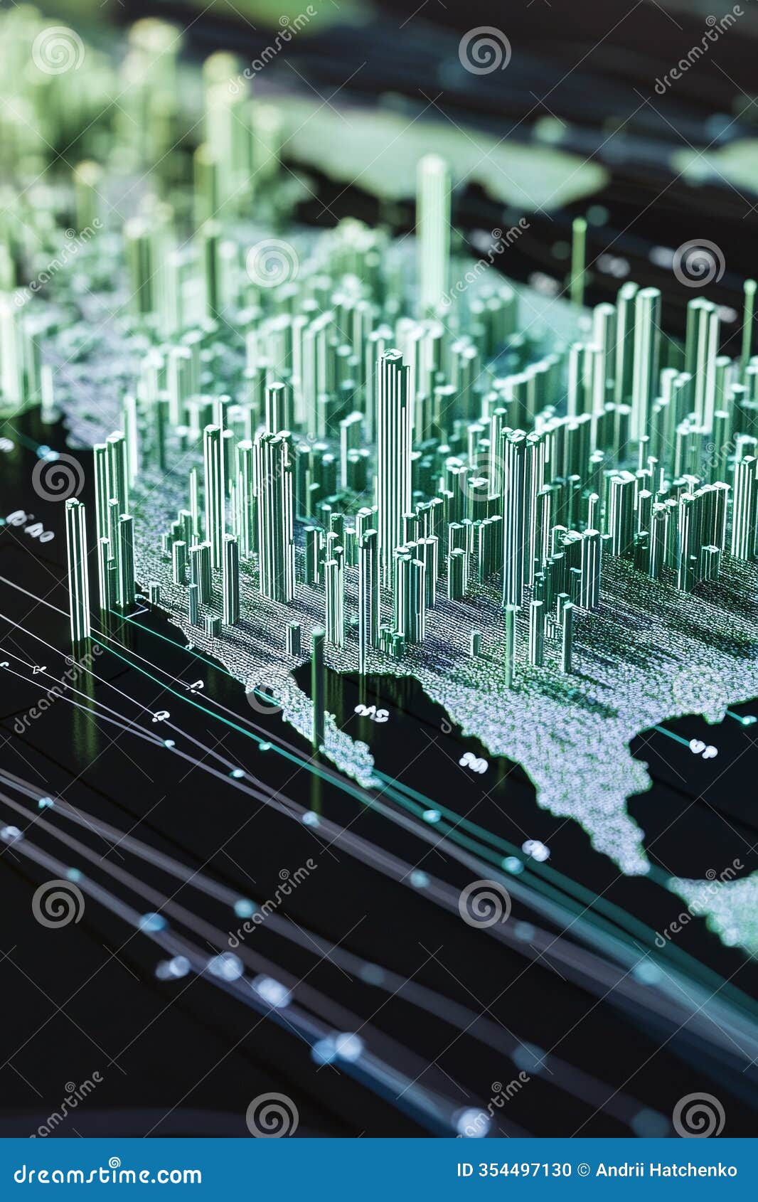 A Global GIS Visualization Showing Data Migration on a Sleek 3D Map ...