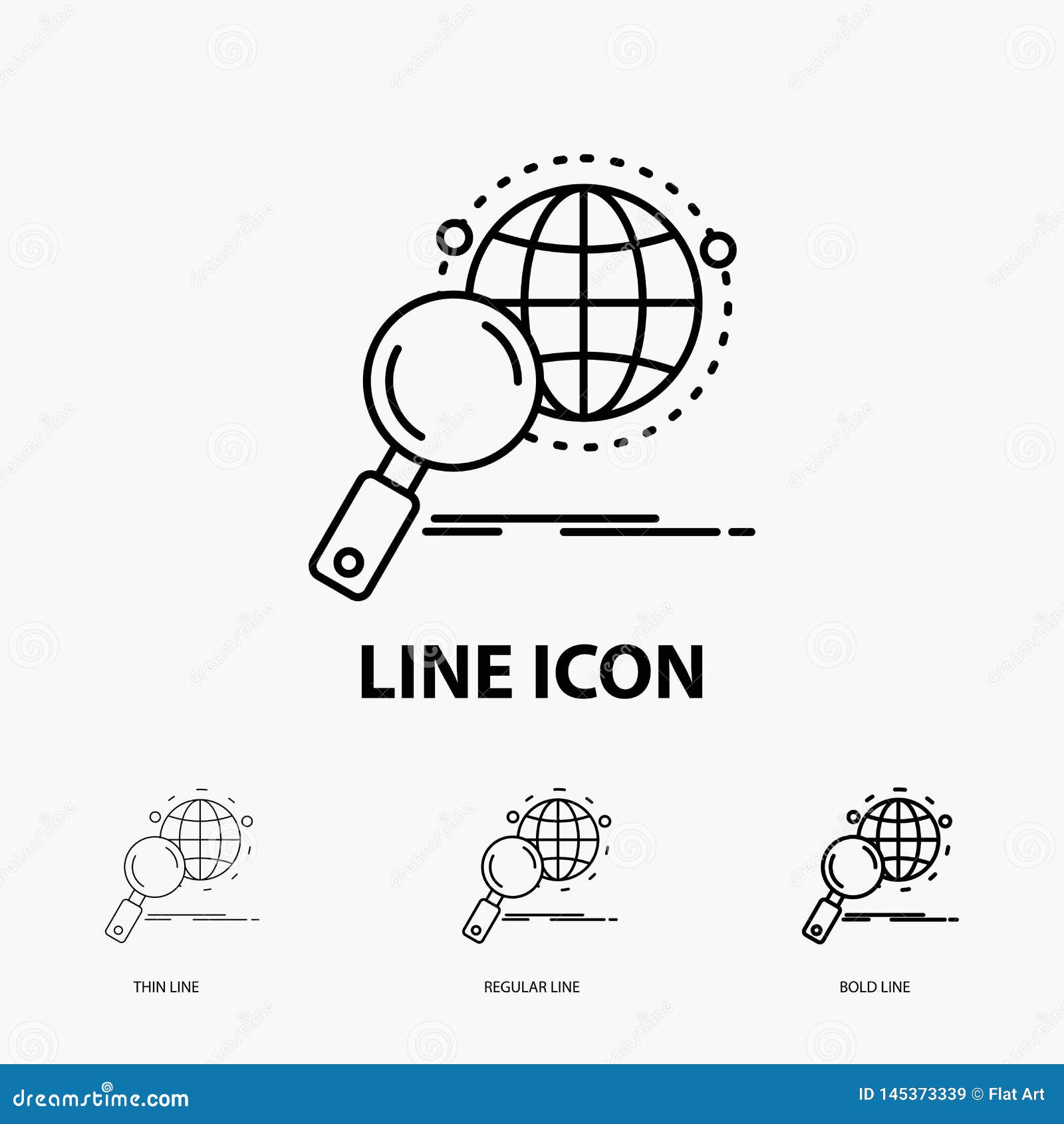 Global, Globe, Magnifier, Research, World Icon in Thin, Regular and ...