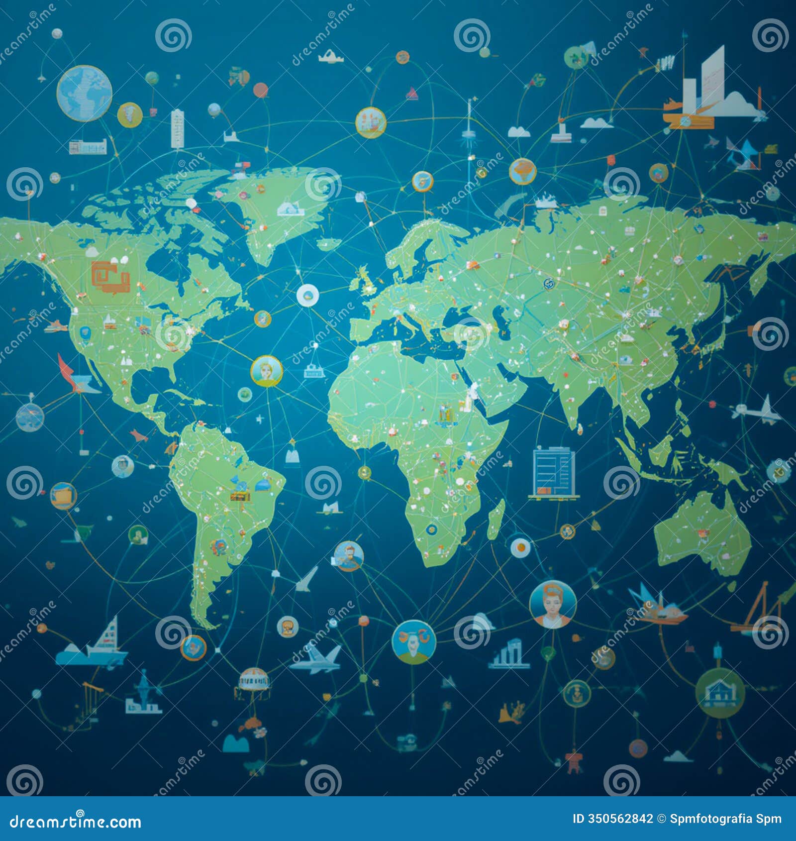 Global Graph of Connections To the Whole World Stock Illustration ...