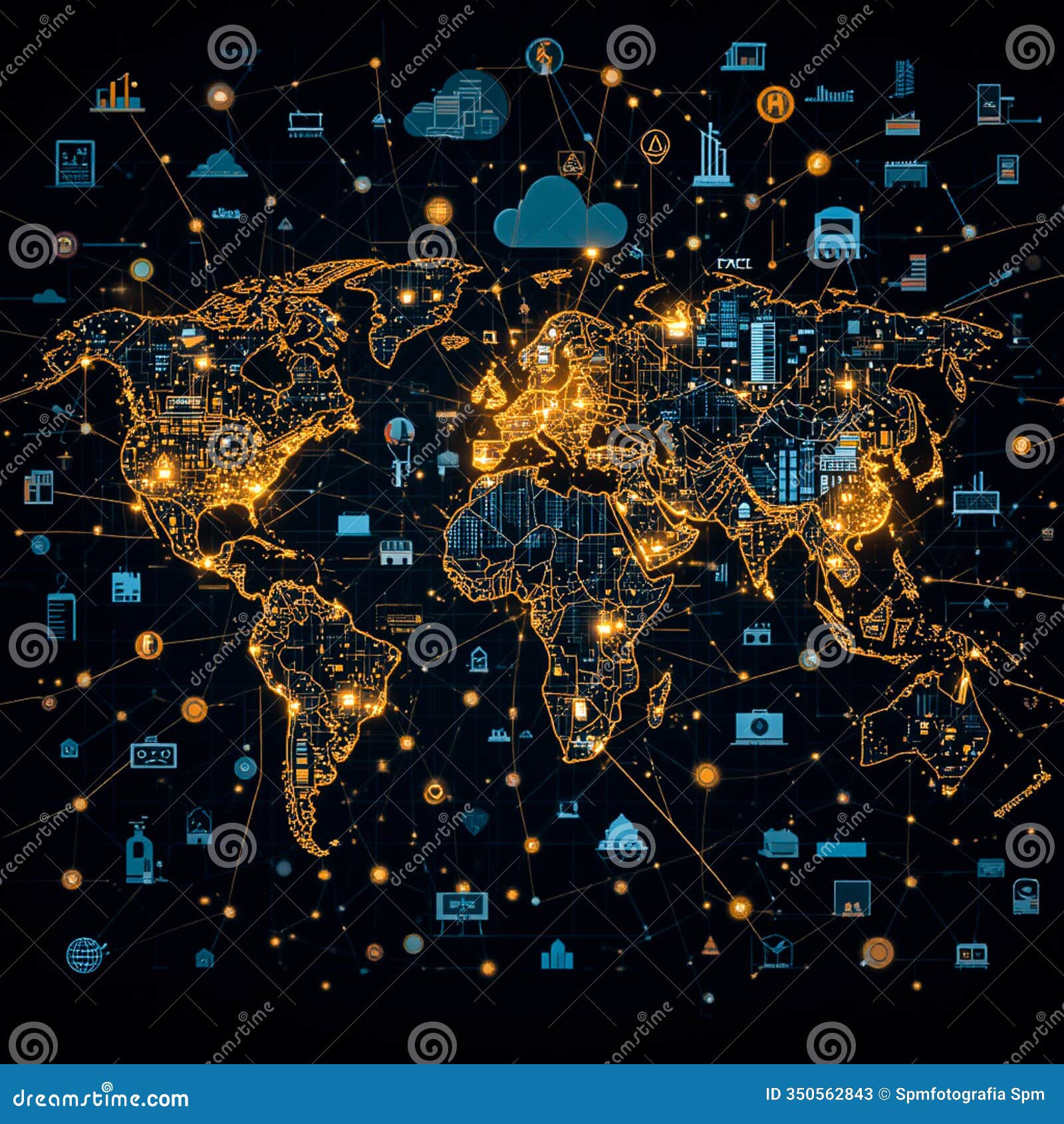 Global Graph of Connections To the Whole World Stock Image - Image of ...