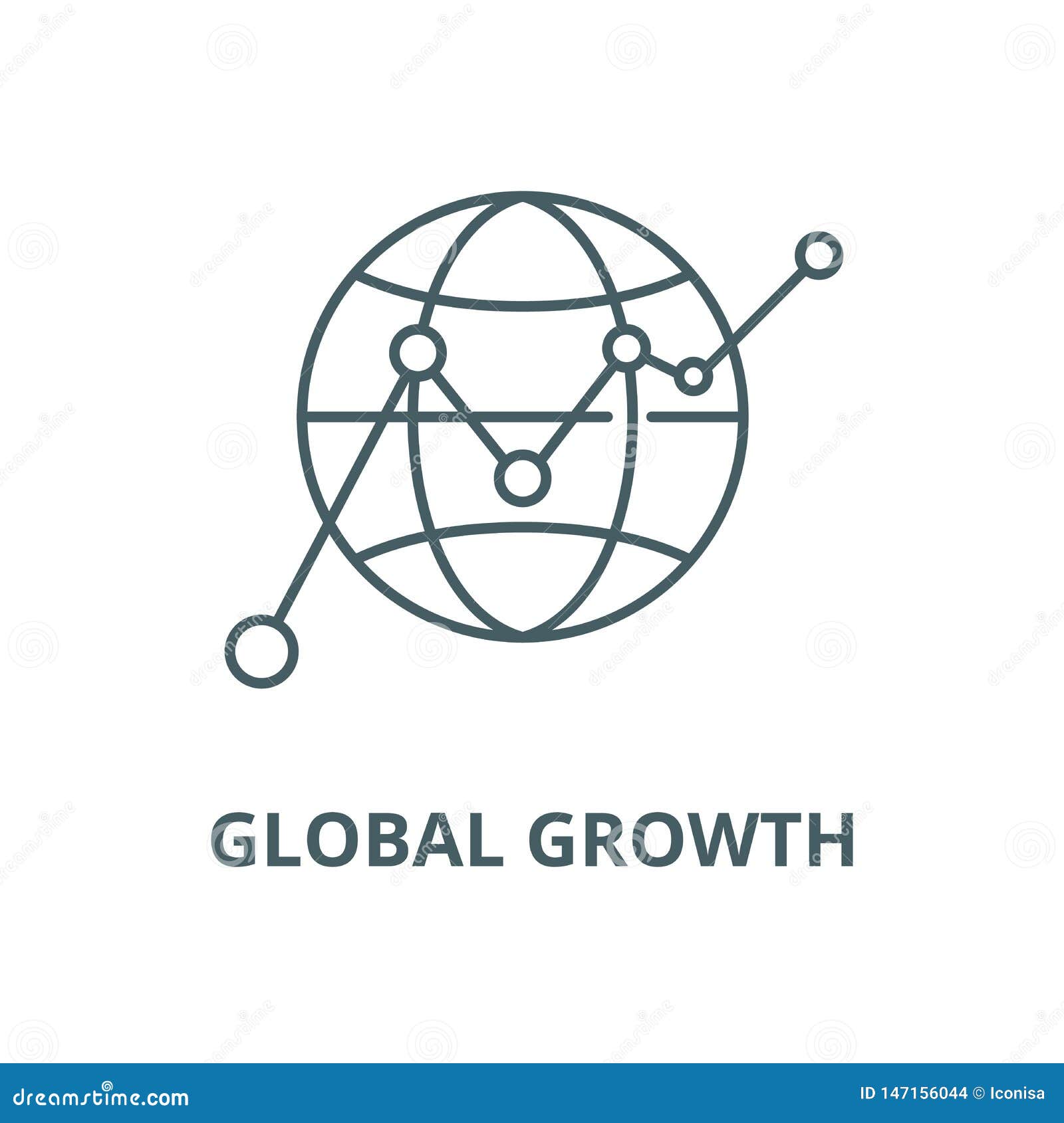 Global Growth Vector Line Icon, Linear Concept, Outline Sign, Symbol ...