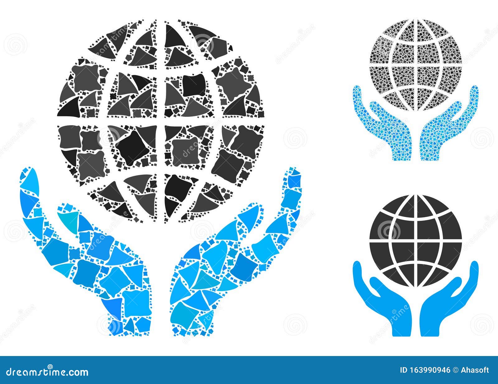 Global Hands Mosaic Icon of Rough Parts Stock Vector - Illustration of ...