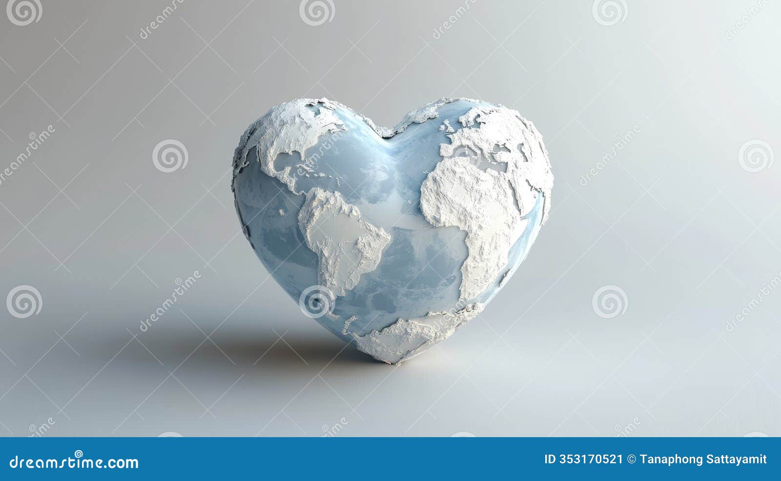 Global Heart Earth World Map Heart Shape Icy Texture Environmental Love ...
