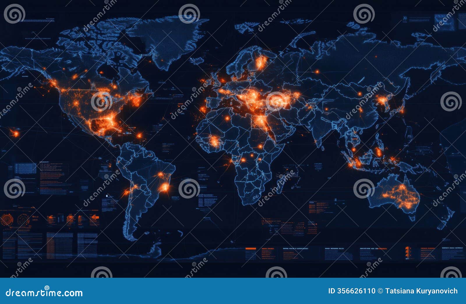 Global Heatmap of Data Points, Illuminated Cities, and Network ...