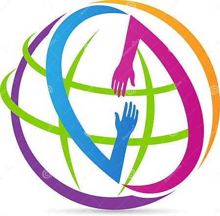 Global helping hands stock vector. Illustration of emblem - 75906987