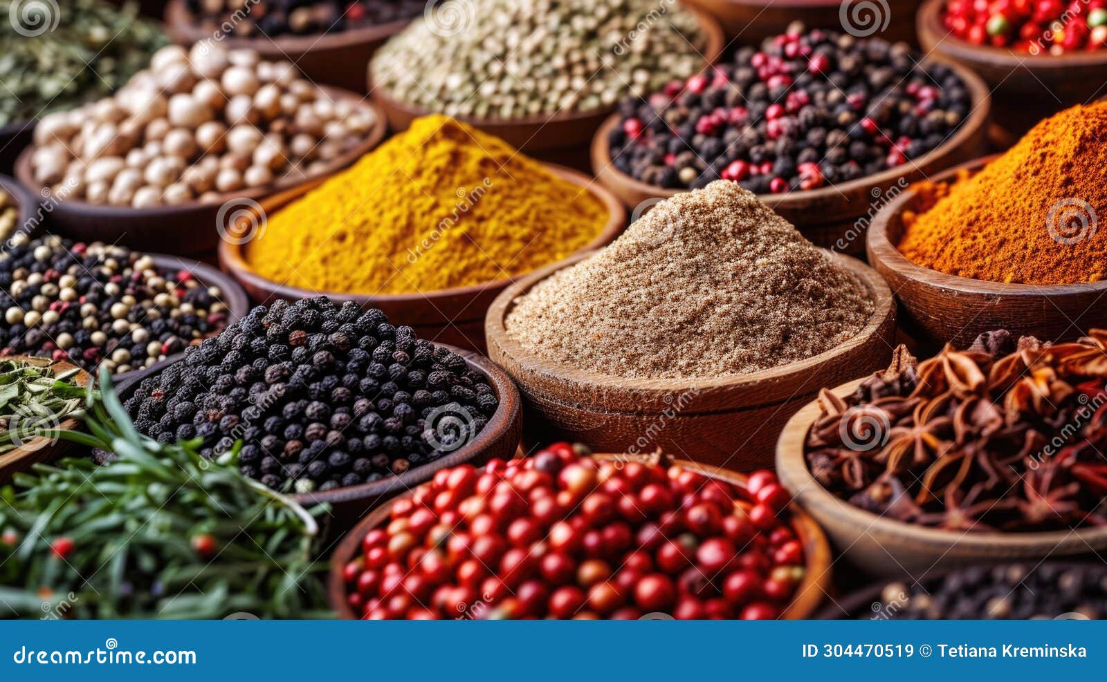 Global Herbs and Spices Evenly Distributed Over the Surface Stock Image ...