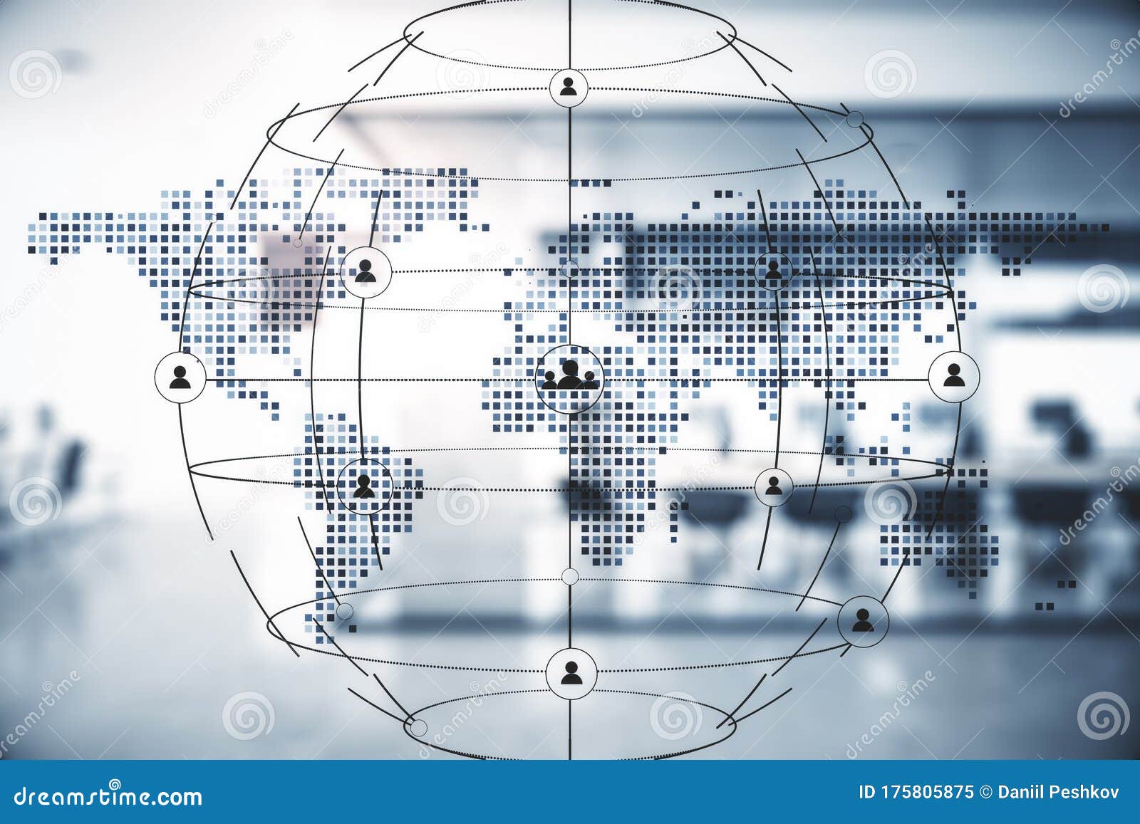Global Human Resource and World Map Stock Illustration - Illustration ...