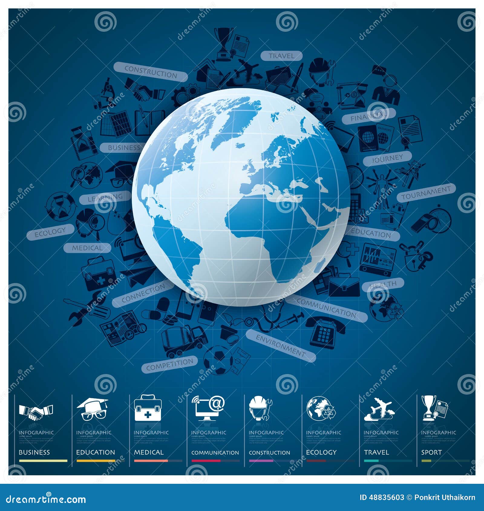 Global Index Infographic With Icon Set Chart Design Cartoon Vector ...