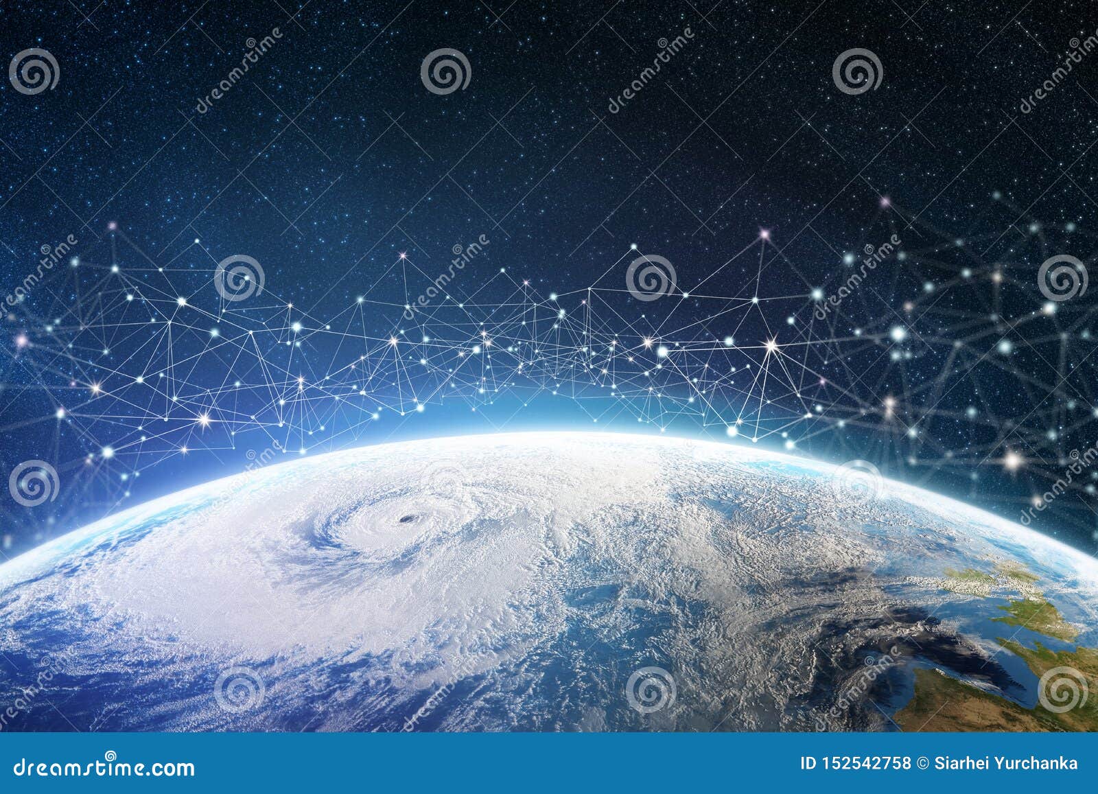 Global Information Network Over the Planet. Earth is Surrounded by ...