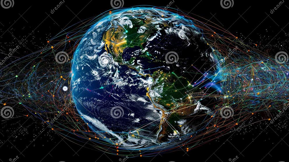 Global Innovation Network. Earth Surrounded by Advanced Perceptron ...