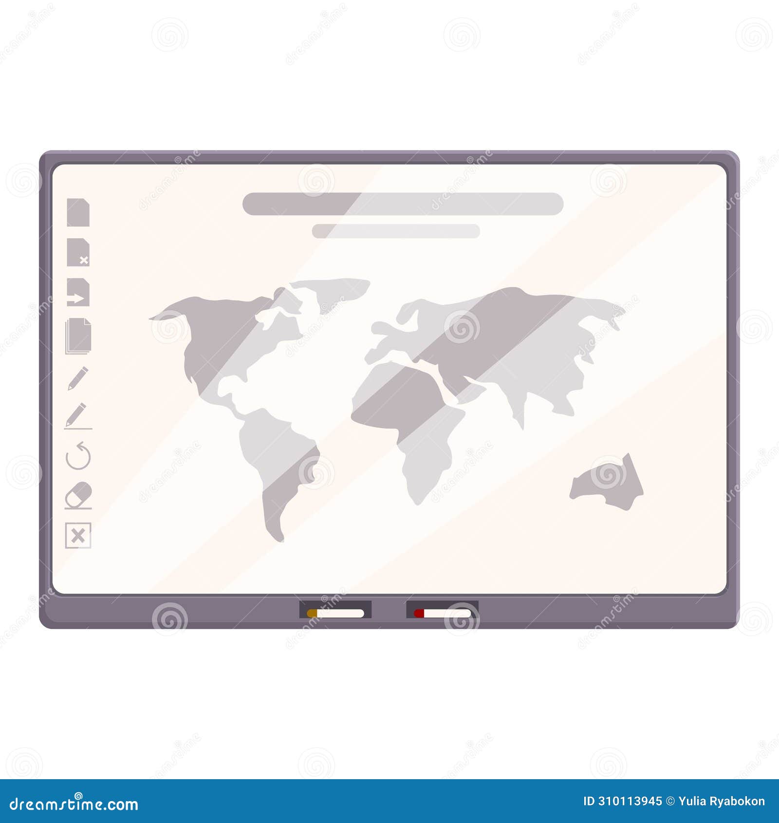 Global Interactive Map Icon Cartoon Vector. Touch Screen Stock Vector ...