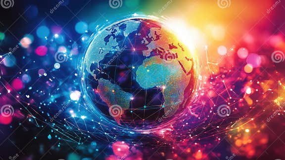 Global Interconnectedness: a Vibrant Abstract Globe with Glowing Lines ...