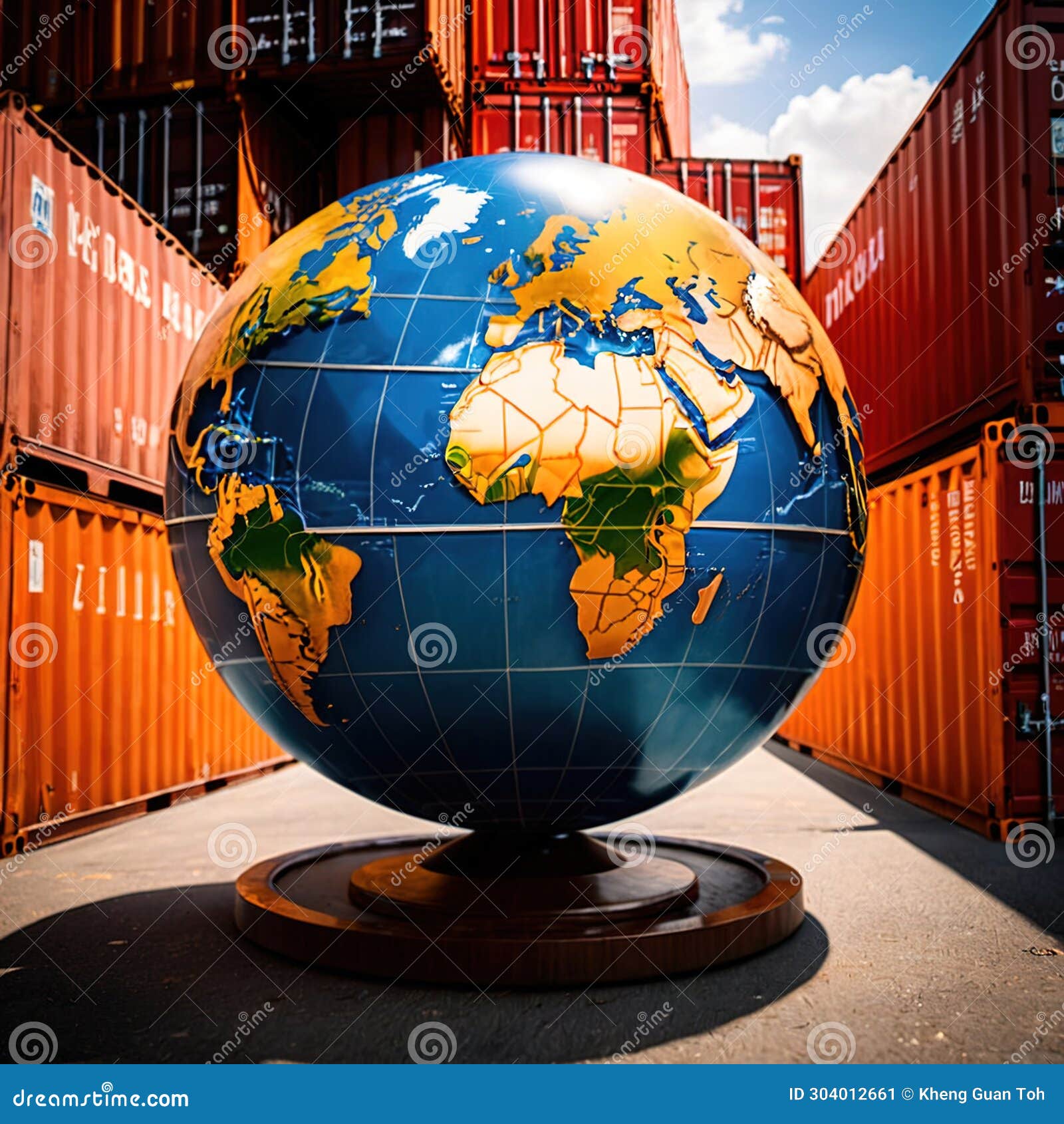 Global International Logistics and Delivery, Shown by Globe Surrounded ...