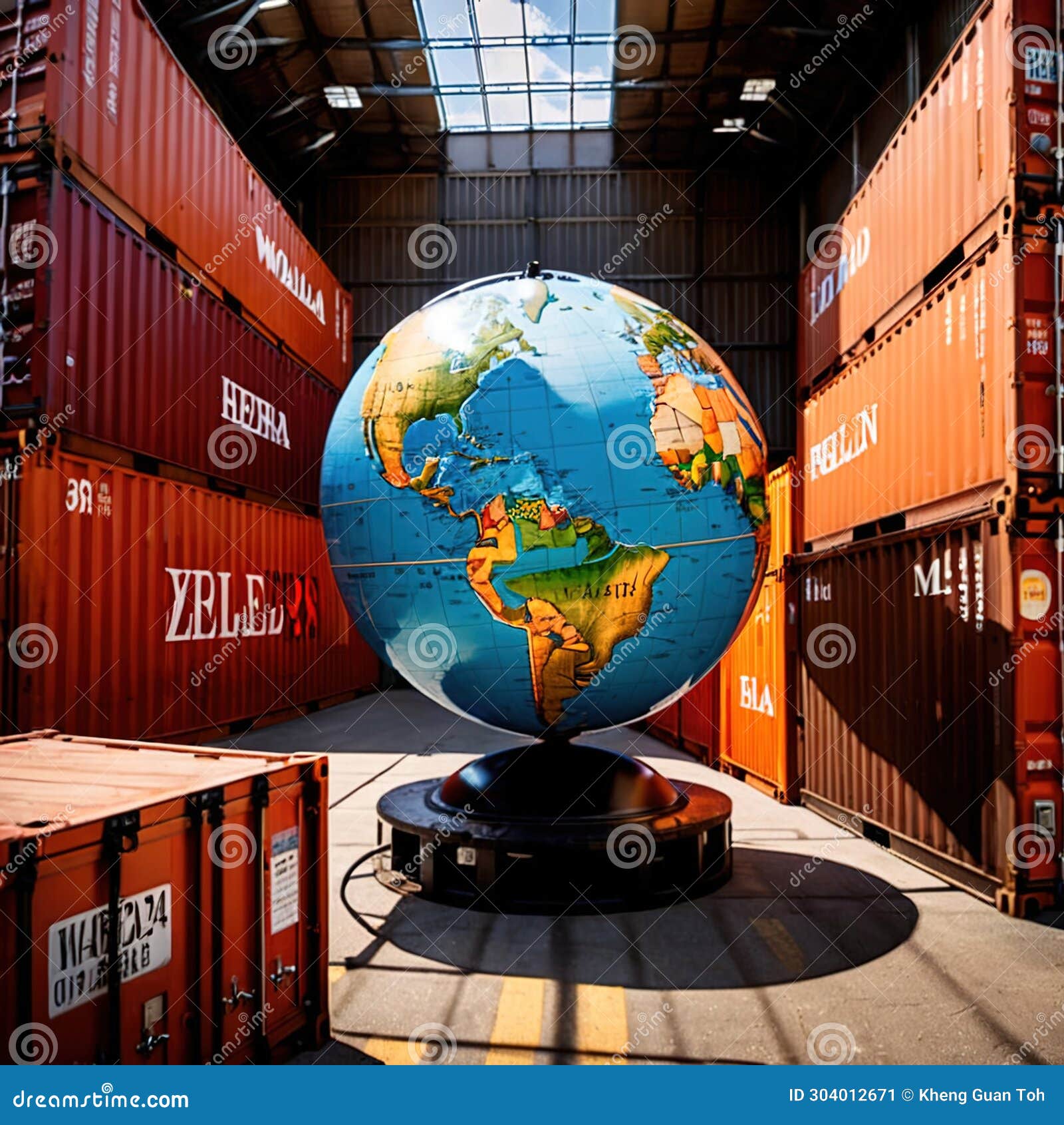 Global International Logistics and Delivery, Shown by Globe Surrounded ...