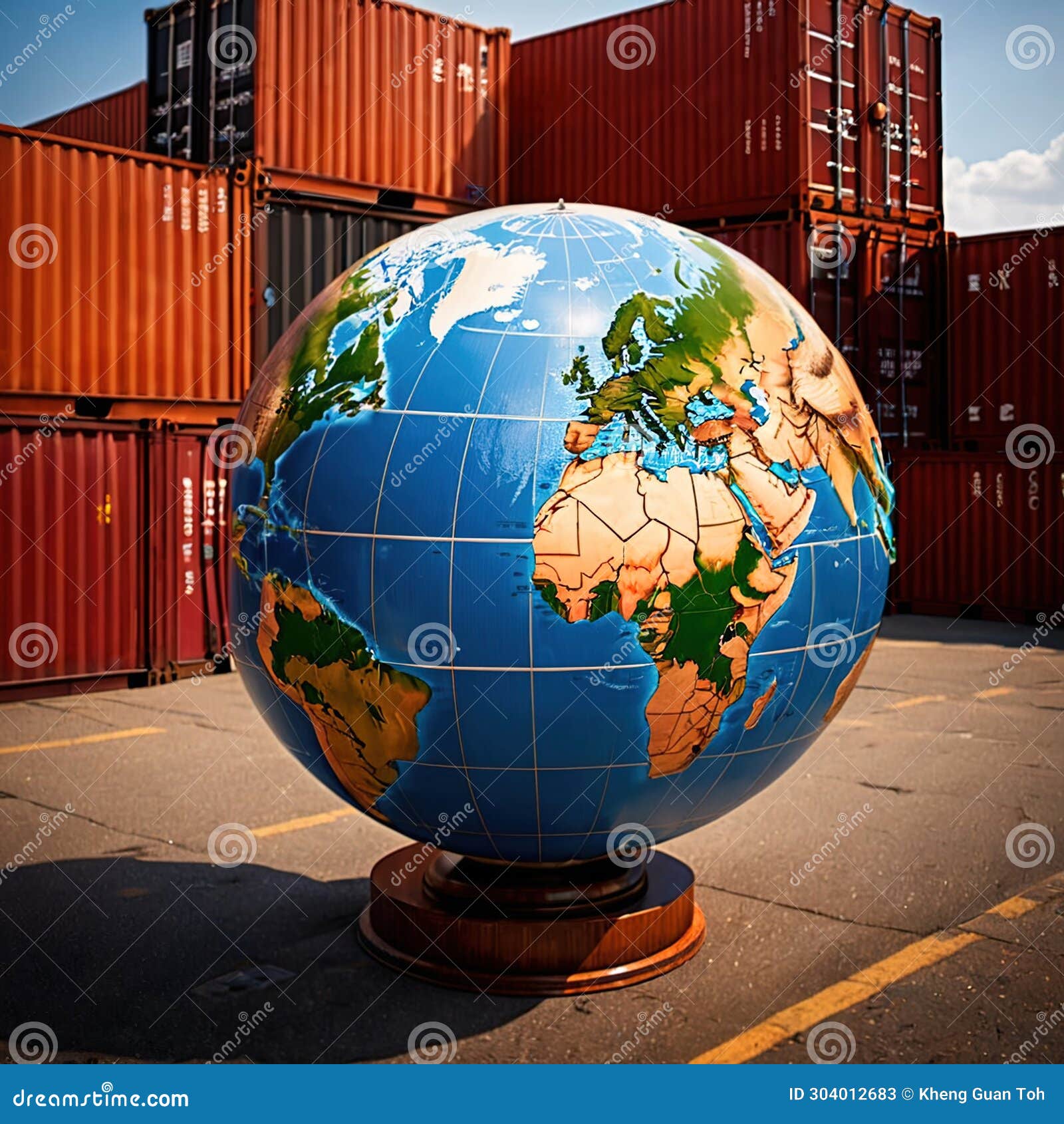 Global International Logistics and Delivery, Shown by Globe Surrounded ...