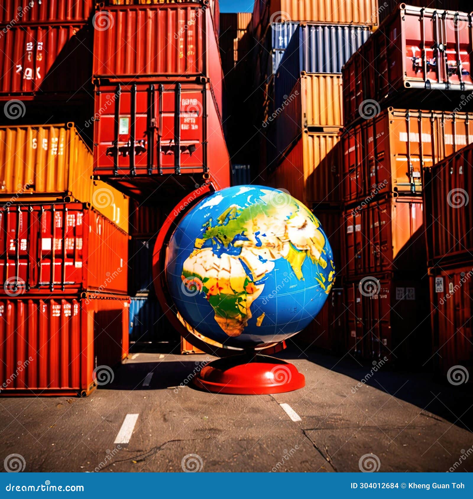 Global International Logistics and Delivery, Shown by Globe Surrounded ...