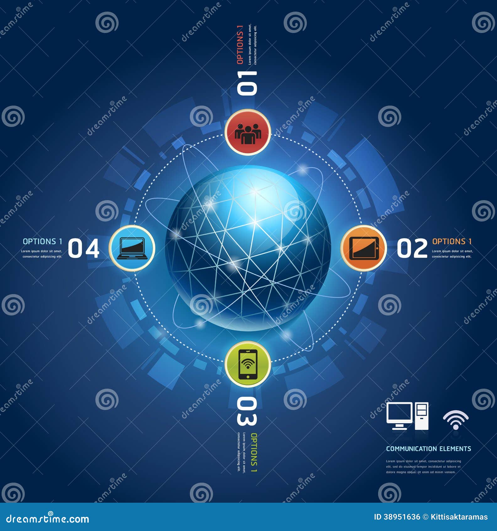 Global Internet Communication with Orbits. Stock Vector - Illustration ...