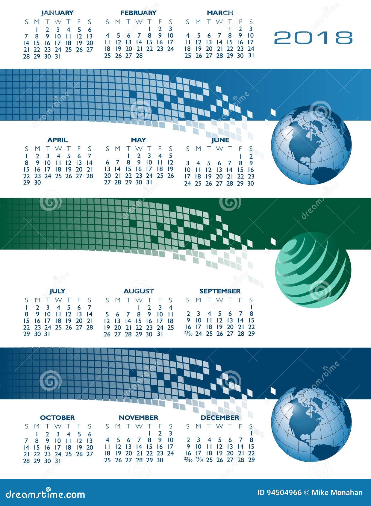 2018 Global Internet Communications Calendar Stock Vector ...