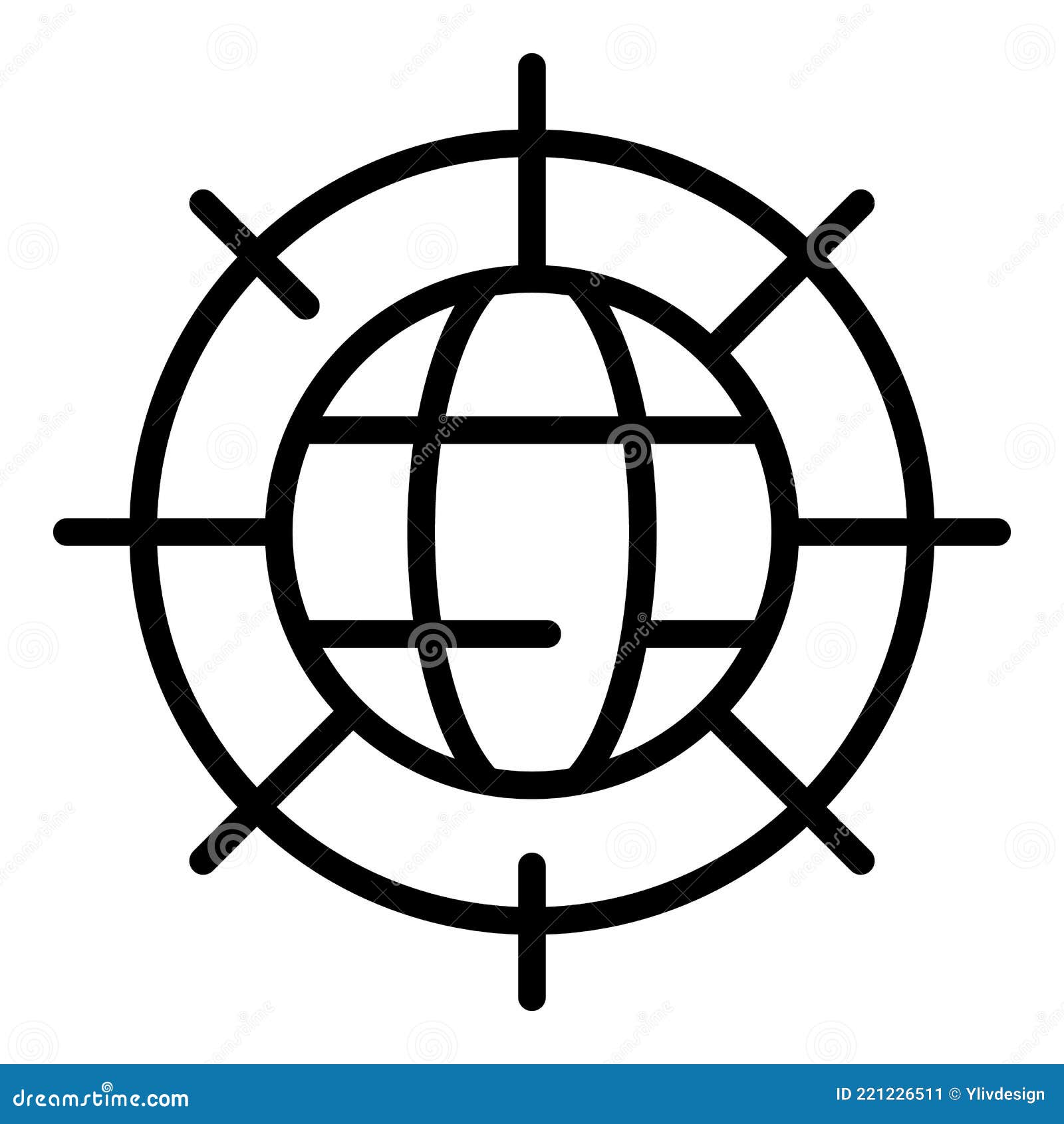 Global Internet Icon, Outline Style Stock Vector - Illustration of ...