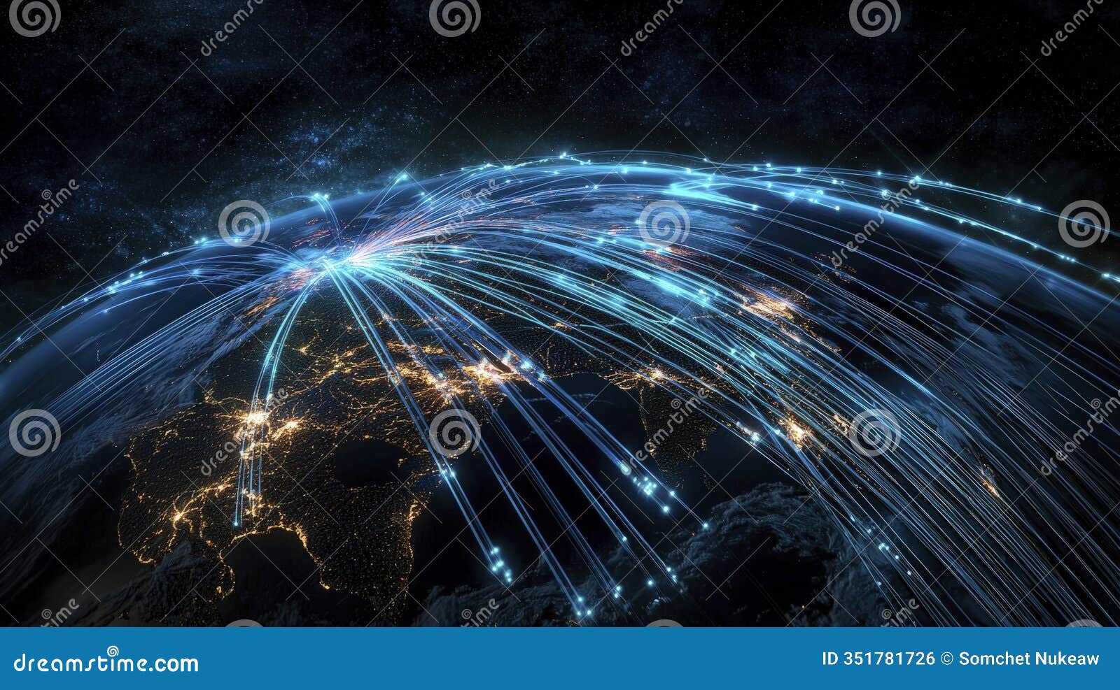 Global Internet Network Powered by Fiber Optic Cables Connecting ...