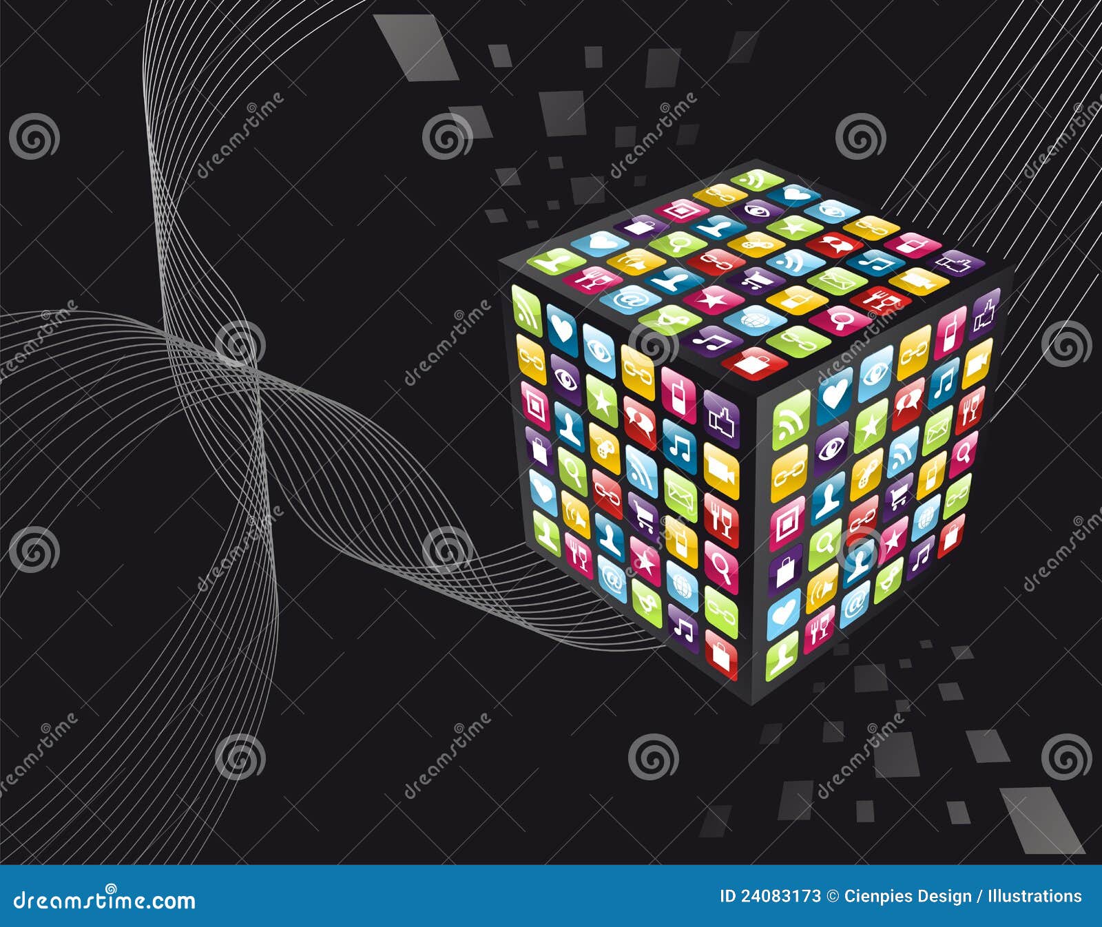 Global Iphone Apps Icons Cube Stock Vector - Illustration of smartphone ...