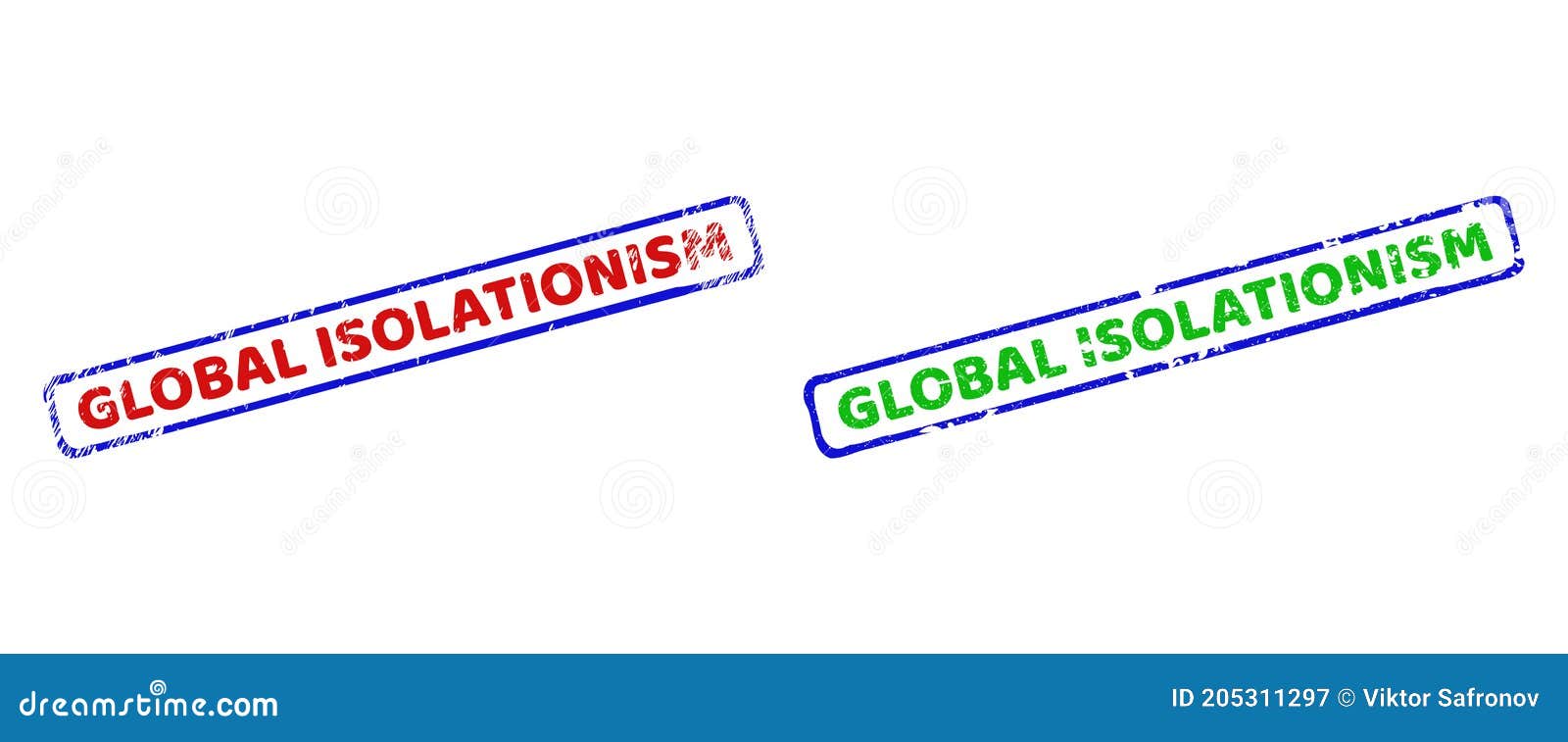 GLOBAL ISOLATIONISM Bicolor Rough Rectangular Stamp Seals with Corroded ...