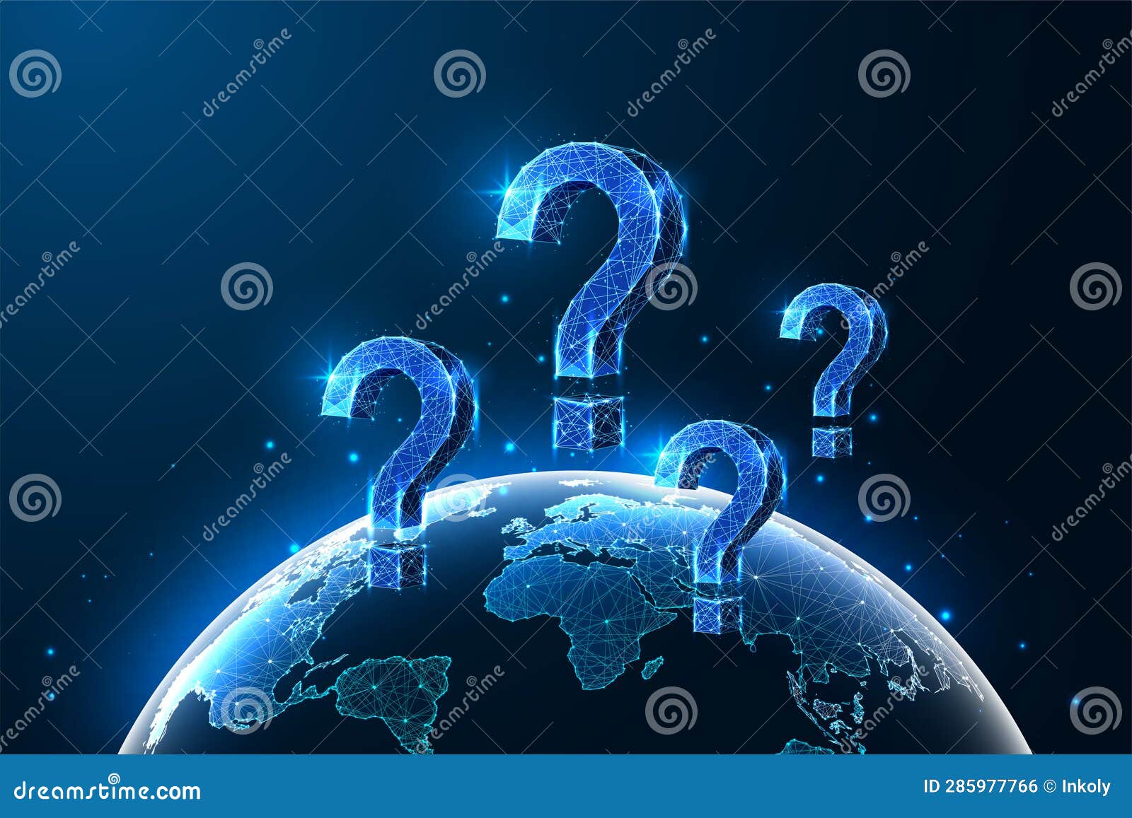Global Issues Concept with Earth Globe and Question Marks in Futuristic ...