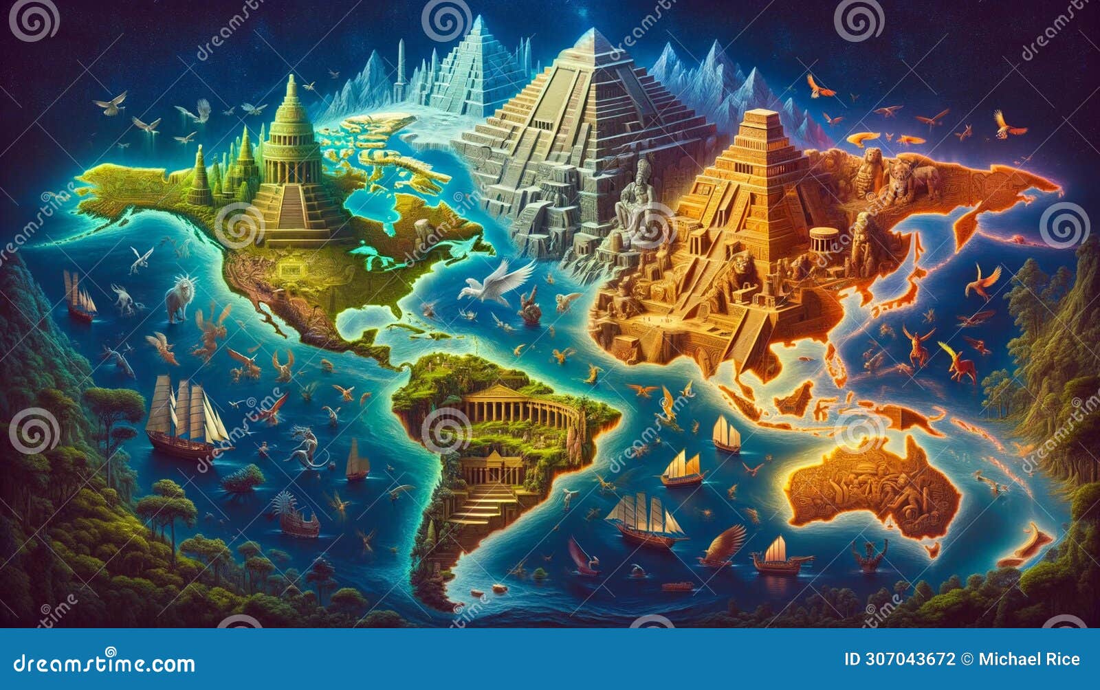 Global Landmarks: AI-Generated Map Showcasing Iconic Structures Around ...