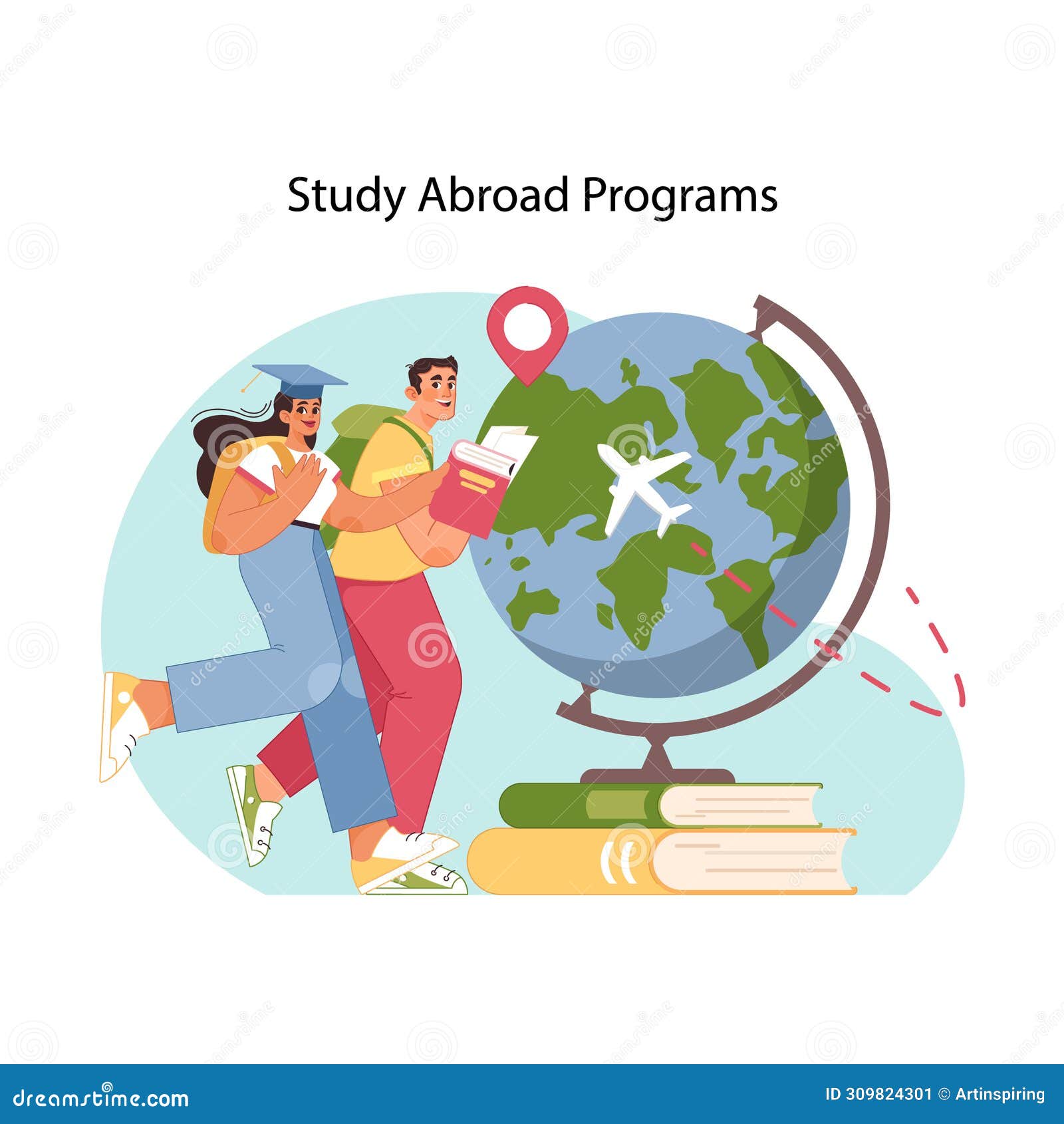 Global Learning Concept. Flat Vector Illustration Stock Vector ...