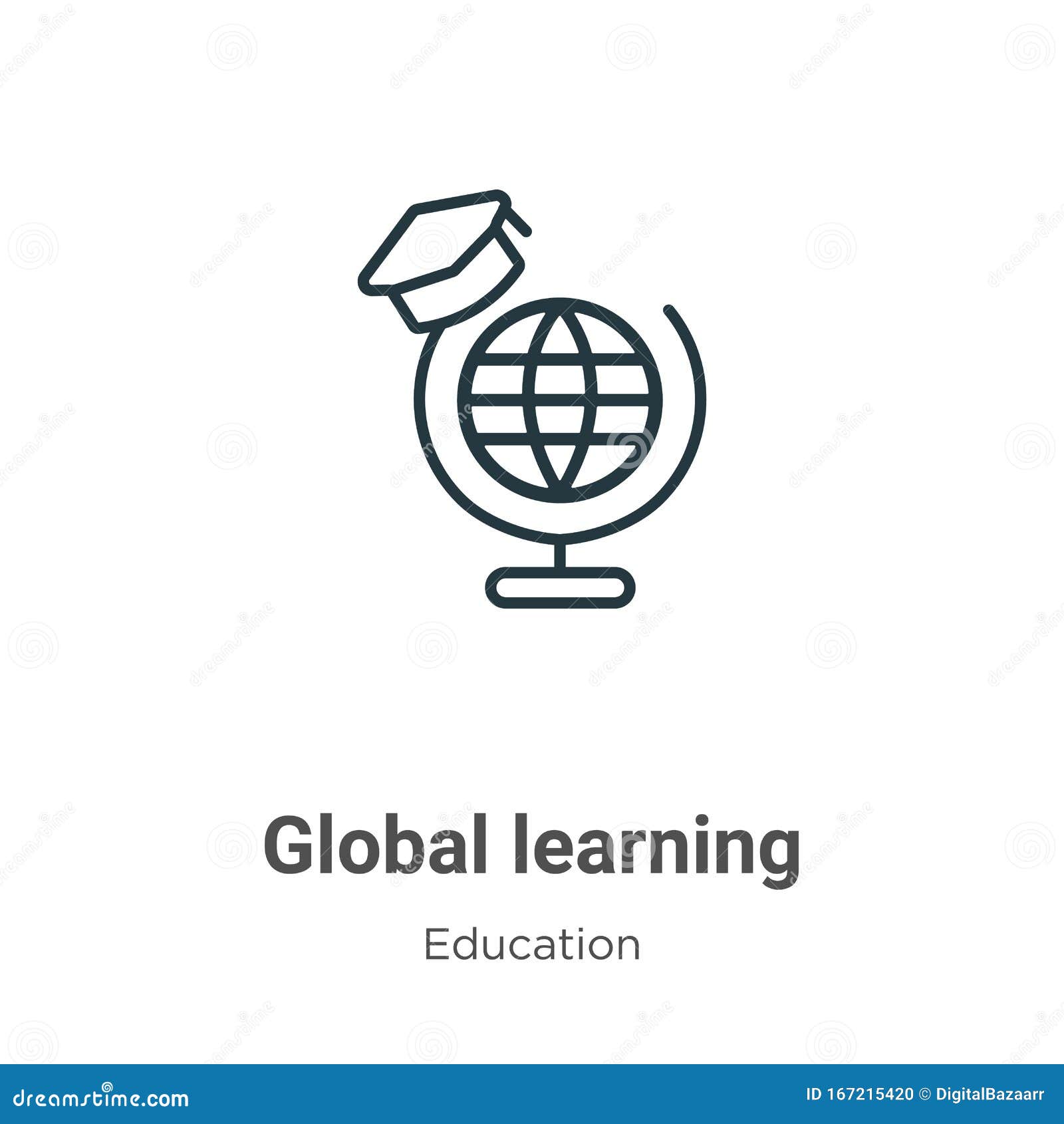 Global Learning Outline Vector Icon. Thin Line Black Global Learning ...