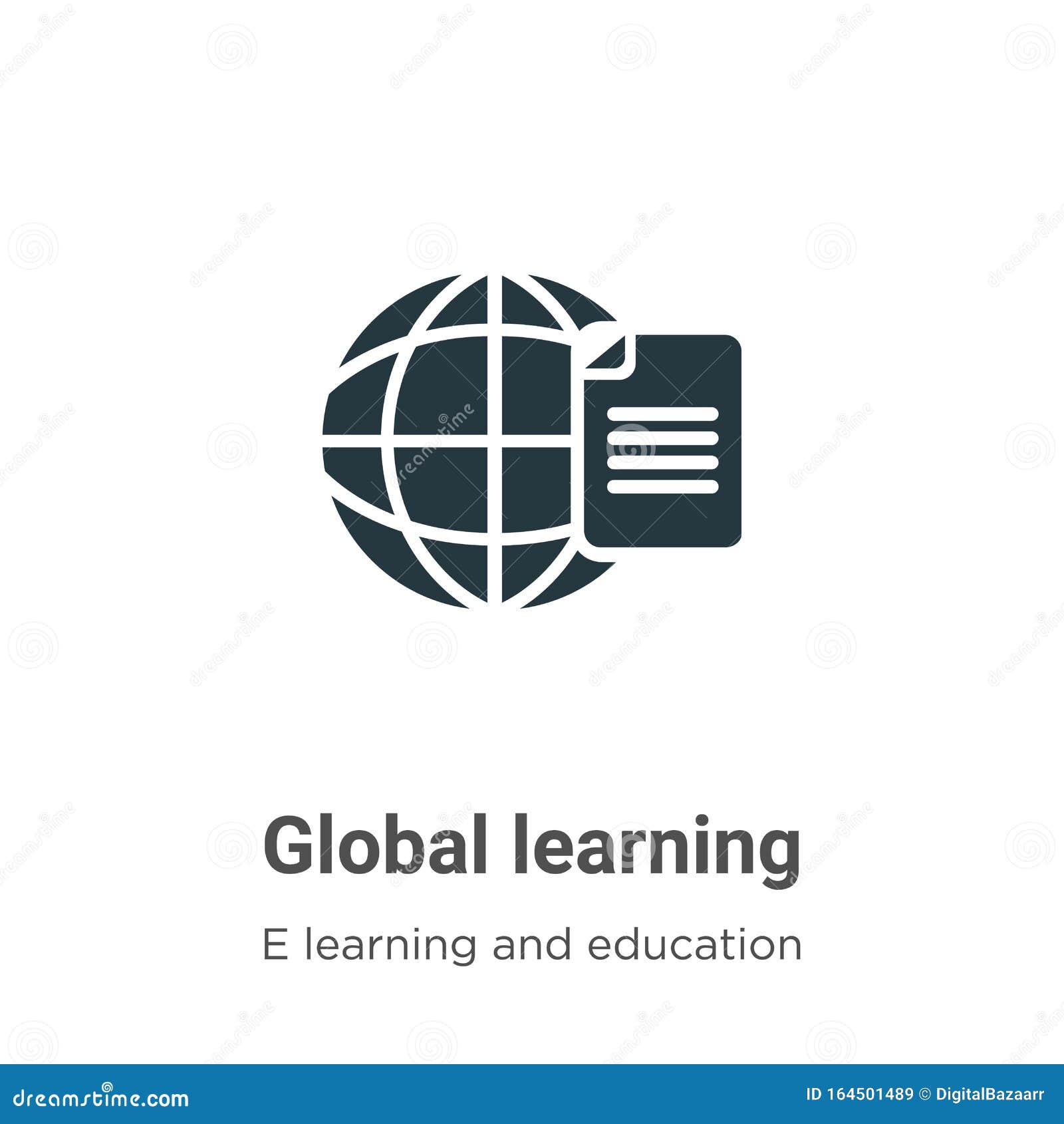 Global Learning Vector Icon on White Background. Flat Vector Global ...