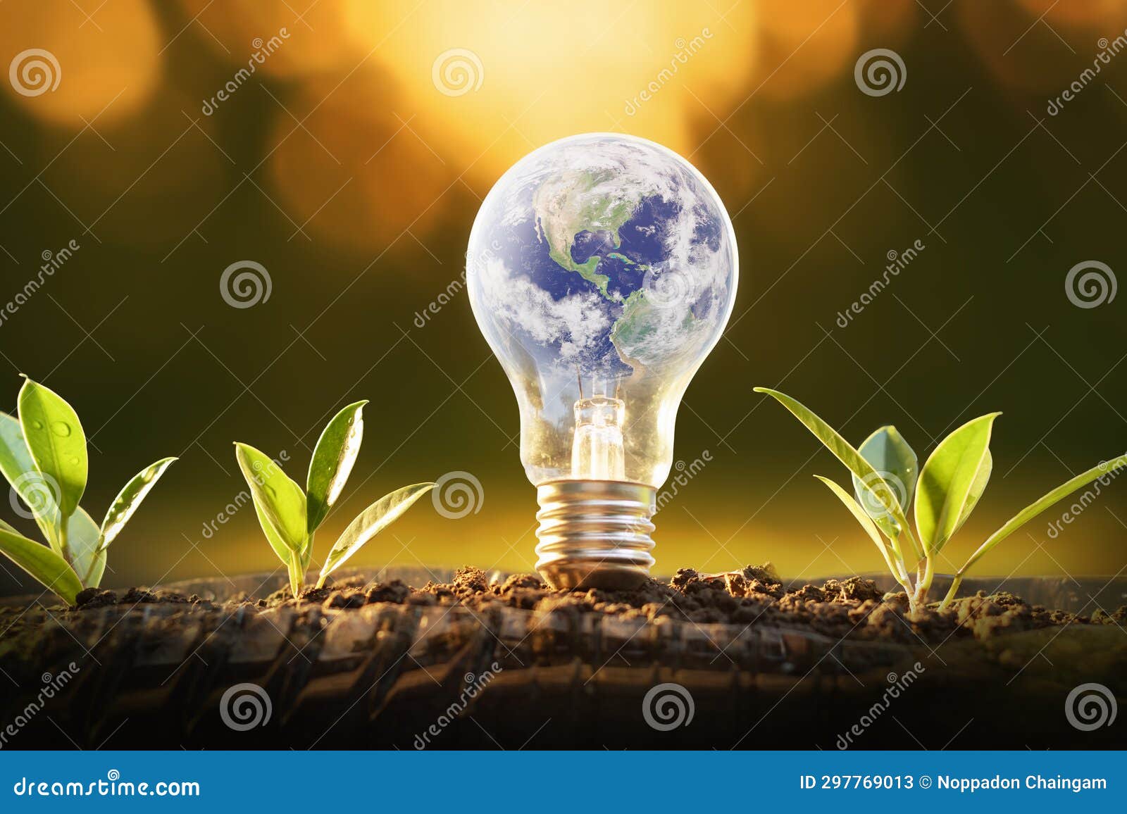 Ecologically Friendly Concept. the Global in Light Bulb. Stock Image ...