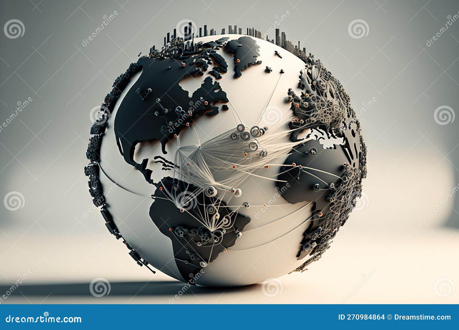Global Lines of Communication Stock Illustration - Illustration of city ...