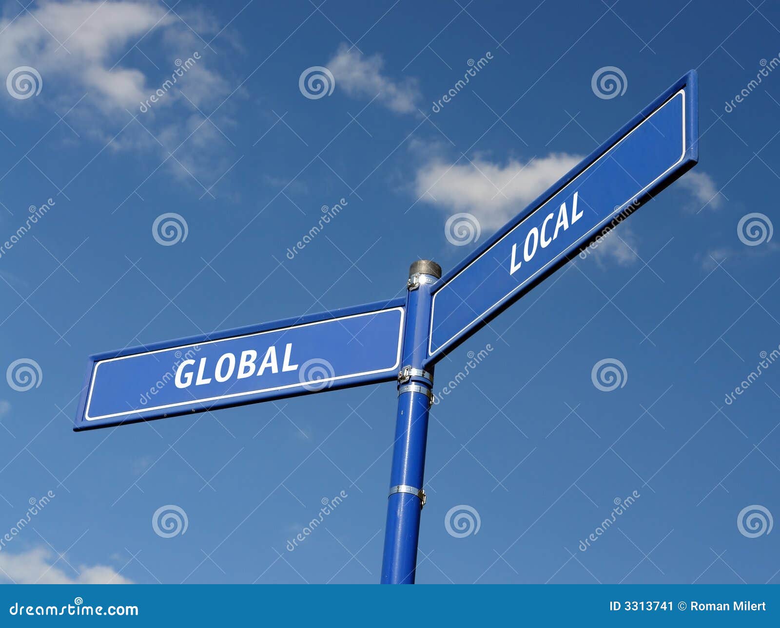 Global and local signpost stock image. Image of option - 3313741
